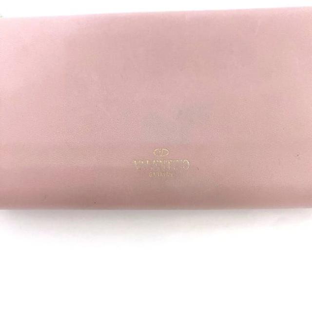 ヴァレンティノ ガラヴァーニ 二つ折り 長財布 ピンク ロックスタッズ