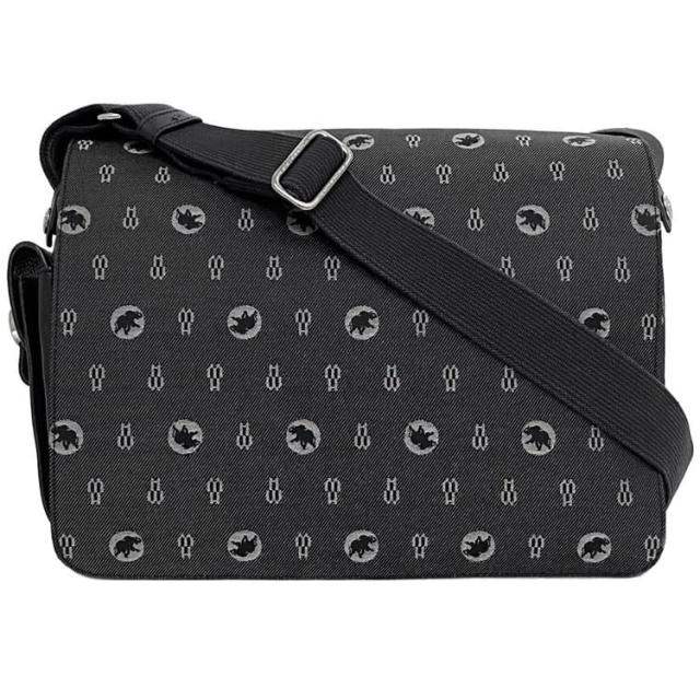 ハンティングワールド ショルダーバッグ  ブラック グレー 7・I・1・02 ec-20687 美品 フラップ 軽い ロゴ  キャンバス 中古 HUNTING WORLD 大容量 自立 軽い 人気 男女兼用 男性 女性 ビジネス 普段使い カジュアル 高級感 上品 ブランド 本物 鑑定済み