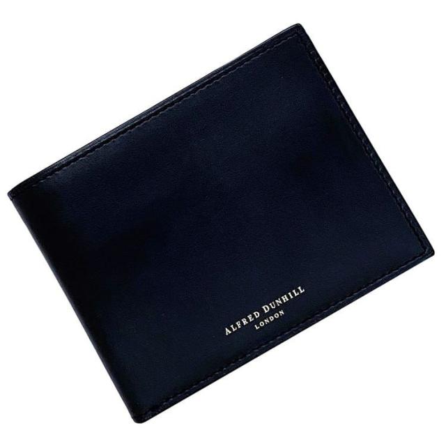 ダンヒル 二つ折り 財布 ネイビー 18F2320DK059R  美品 レザー 中古 ALFRED DUNHILL シンプル 本革 折り財布 コンパクト ヴィンテージ 男性 メンズ 紺色 革 お洒落 ワンポイント 小さい ミニ エレガント ウォレット 定番 人気 高級感 ブランド 本物 鑑定済み