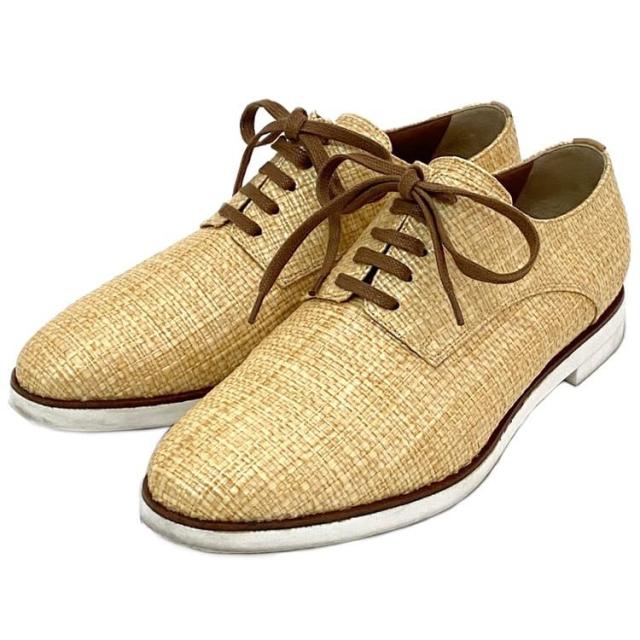 フェンディ シューズ ナチュラルベージュ 8L4179 美品 22.5cm ストロー レザー 中古 FENDI ヴィンテージ レア ラフィア レディース 靴 ビジネス フォーマル 普段使い 女性 人気 お洒落 箱有 箱付き 高級感 上品 爽やか カジュアル ブランド 本物 鑑定済み