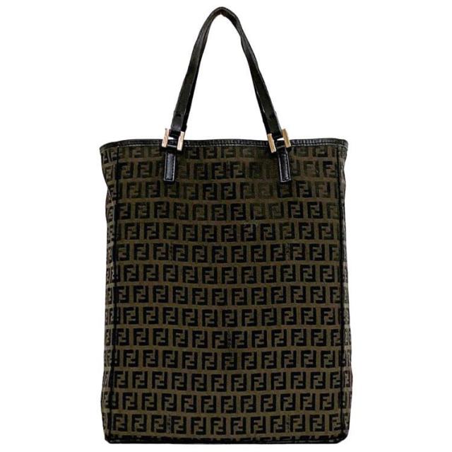フェンディ トートバッグ ec-21843 ブラウン ブラック ズッキーノ 36778BH006019 美品 ポーチ付 キャンバス レザー 中古 FENDI ロゴ FF 軽い 大容量 定番 人気 女性 レディース トート バッグ 鞄 革 お洒落 通勤 通学 仕事 高級感 上品 ブランド 本物 鑑定済み