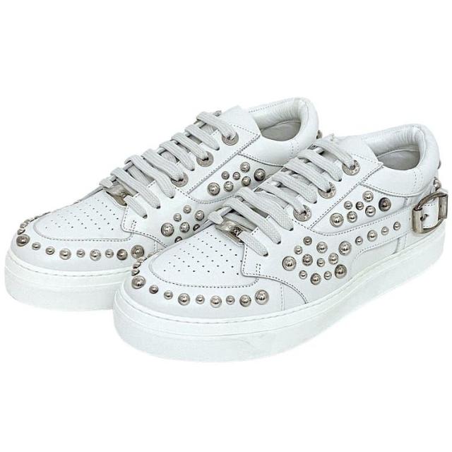ジミーチュウ スニーカー ec-21976 ホワイト ROMAN 036520 未使用 美品 25.0cm レザー スタッズ Sランク JIMMY CHOO アパレル メンズ シューズ 靴 ローカット ベルトモチーフ 白 箱付 ロゴ ワンカラー 男性 定番 人気 ブランド 本物 鑑定済み