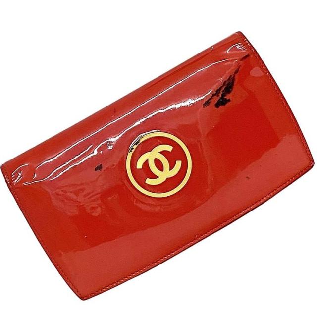 シャネル 二つ折り 長財布 ec-22063 オレンジ メイクアップ A47711 財布 パテント レザー 中古 14番台 CHANEL ココマーク エナメル 折り財布 ヴィンテージ ロング ウォレット 人気 定番 シンプル お洒落 上品 高級感 女性 レディース ブランド 本物 鑑定済み