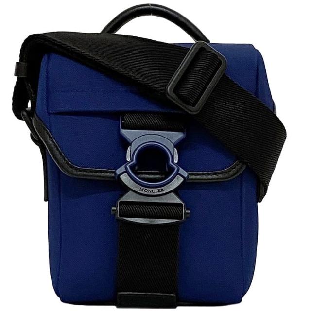 モンクレール ショルダーバッグ ec-22442 ブルー ブラック H209A6B00002 M2159 未使用 美品 ナイロンキャンバス レザー Sランク MONCLER クロスボディ 青  シンプル ロゴ 金具 フラップ ミニバッグ 旅行 斜め掛け レディース メンズ ブランド 本物 鑑定済み