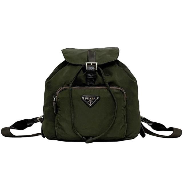プラダ リュック ec-22627 カーキ テスート 美品 ナイロン 中古 31 PRADA ヴィンテージ 三角 ロゴ プレート 巾着 軽い 人気 定番 お洒落 上品 高級感 シンプル エレガント 女性 男性 レディース メンズ ユニセックス カジュアル ブランド 本物 鑑定済み