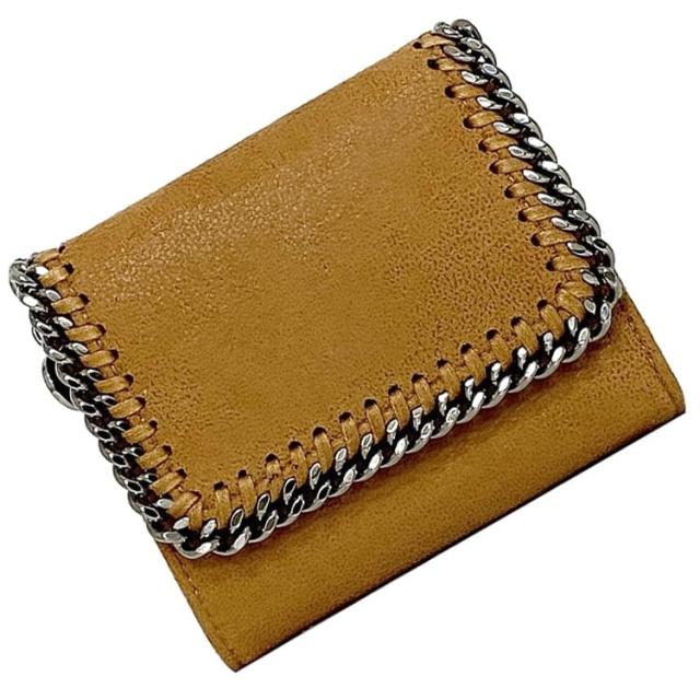 ステラマッカートニー 三つ折り 財布 ec-22818 キャメルブラウン シルバー ファラベラ 431000 W9132 WI18 美品 ポリエステル メタル 中古 STELLA McCARTNEY ホック 折り財布 チェーン シンプル 定番 人気 小さい 小物 お洒落 ウォレット ブランド 本物 鑑定済み