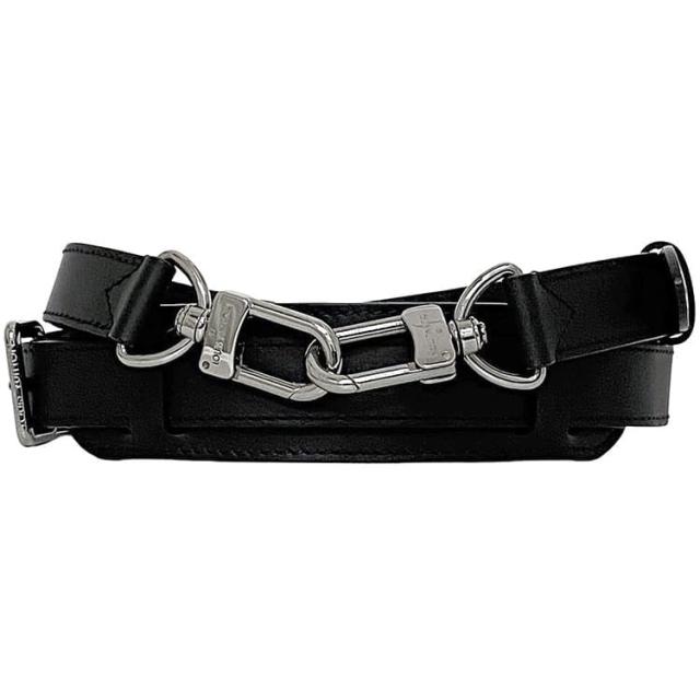 ルイ ヴィトン ショルダー ストラップ ec-22850 ブラック ダミエ グラフィット 130cm 美品 ショルダーのみ レザー 中古 LOUIS VUITTON スト 黒 紐 後付け ショルダー ２wayバッグ ノワール メンズ ショルダー紐 シルバー金具 ブランド 本物 鑑定済み