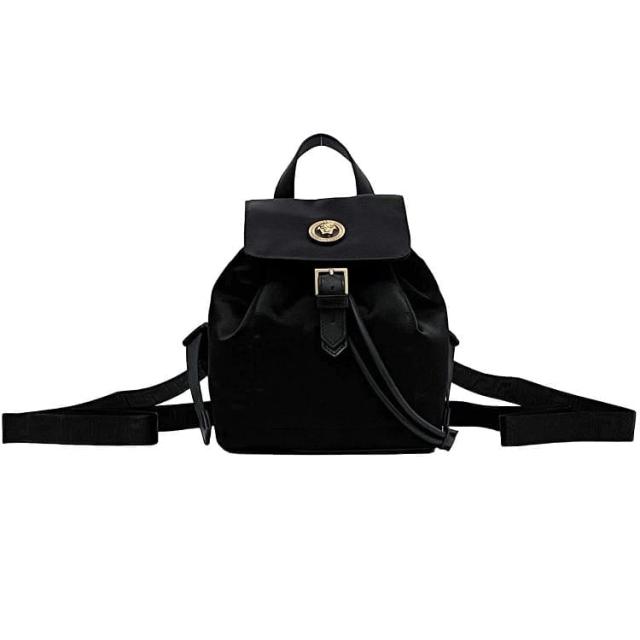 ヴェルサーチ ミニリュック ec-22923 ブラック メデューサ 1013792 1A02155 未使用 美品 ナイロン レザー Sランク VERSACE フラップ 黒 新品 ロゴ 金具 ミニ リュック バックパック レディース 巾着 ミニバッグ 旅行 軽い ブランド 本物 鑑定済み