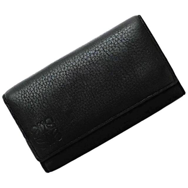 ロエベ 6連 キーケース ec-23030 ブラック アナグラム C660K92X02 美品 レザー 中古 412234 LOEWE ワンポイント 黒 ロゴ ホック 鍵 ホルダー シンプル メンズ レディース 男女兼用 箱付き 6ホック 本革 ロゴ刻印 鍵ケース ブランド 本物 鑑定済み