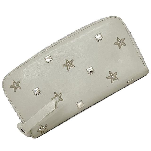 ジミーチュウ ラウンドファスナー 長財布 ec-23037 グレー 財布 レザー 中古 JIMMY CHOO 星 スタッズ ファスナー 本革 シンプル 定番 人気 女性 レディース 灰色 お洒落 小物 スター 革 ロング ウォレット エレガント 星柄 高級感 上品 ブランド 本物 鑑定済み