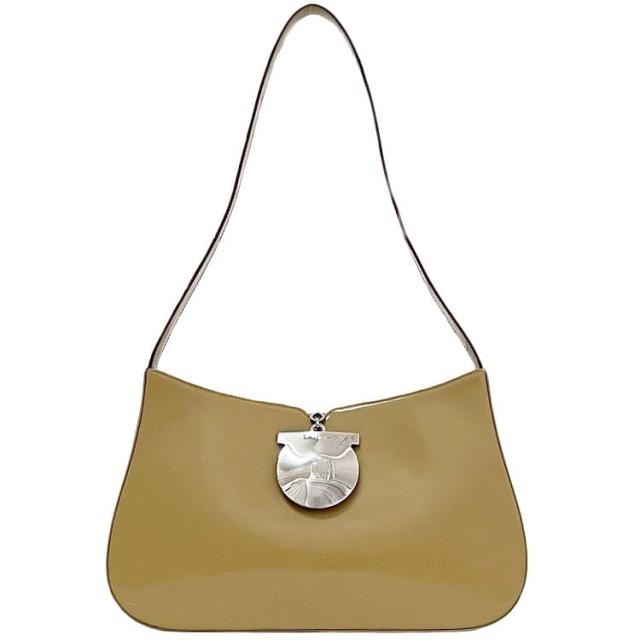 サルヴァトーレ フェラガモ セミショルダー バッグ ec-23056 ベージュ ガンチーニ 美品 カーフ レザー 中古 DD 21 82 C3 Salvatore Ferragamo ヴィンテージ 肩掛け ワンショルダー ハンドバッグ ロゴ金具 コーティングレザー シルバー金具 ブランド 本物 鑑定済