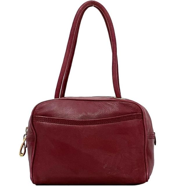 ロエベ ハンドバッグ ec-23111 ボルドー アナグラム 美品 ナッパ レザー 中古 LOEWE ミニバッグ 赤 ファスナー ロゴ ソフトレザー ヴィンテージ ナパレザー 定番 人気 ロゴ刻印 レディース 軽い ミニボストン ゴールド金具 ブランド 本物 鑑定済み