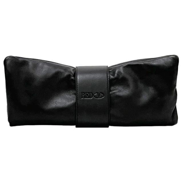 レッド ヴァレンティノ クラッチバッグ ec-23270 ブラック 美品 レザー 中古 RED VALENTINO リボン ハンドバッグ ファスナー シンプル バレンチノ 定番 人気 お洒落 クラッチ 黒色 黒 革 小さい コンパクト ミニ レディース 高級感 上品 ブランド 本物 鑑定済み