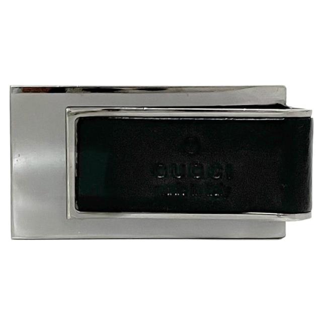 グッチ マネークリップ ec-23311 シルバー ブラック 美品 札入れ レザー メタル 中古 GUCCI お札 挟む 持ち運び 財布 お金 ロゴ 定番 人気 箱付き 箱 小さい 小物 クリップ お洒落 シンプル コンパクト メンズ レディース 高級感 上品 ブランド 本物 鑑定済み