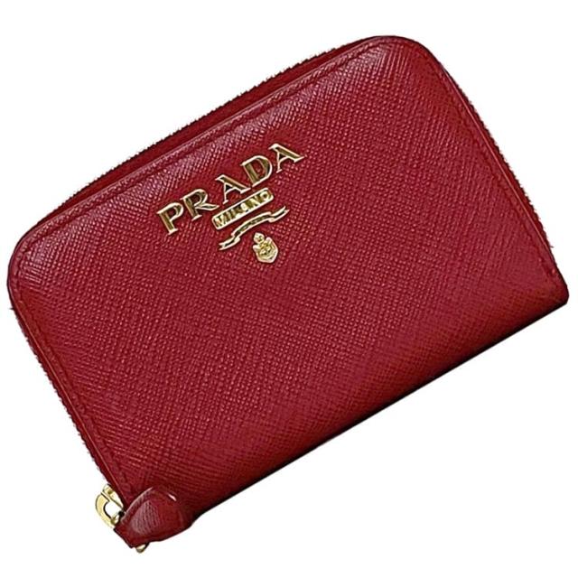 プラダ カードケース ec-23348 レッド 1ML040 美品 サフィアーノ レザー 中古 42A PRADA ファスナー コンパクト ミニ 財布 ロゴ 定番 人気 女性 レディース 小物 赤色 赤 小さい コンパクト カード ケース お洒落 シンプル ワンポイント ブランド 本物 鑑定済み