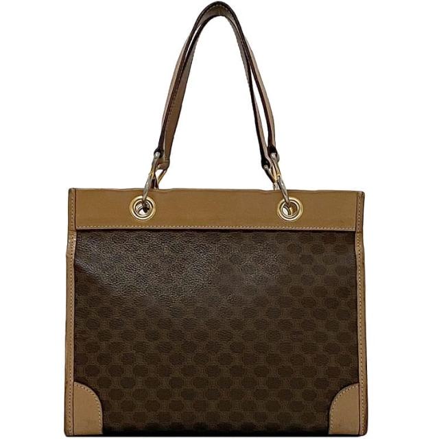 セリーヌ ハンドバッグ ec-23386 ブラウン マカダム トートバッグ PVC レザー 中古 M15/2 CELINE ロゴ 総柄 ファスナー メンズ レディース 定番 人気 茶色 ヴィンテージ コーティング 革 スクエア ブランド 本物 鑑定済み