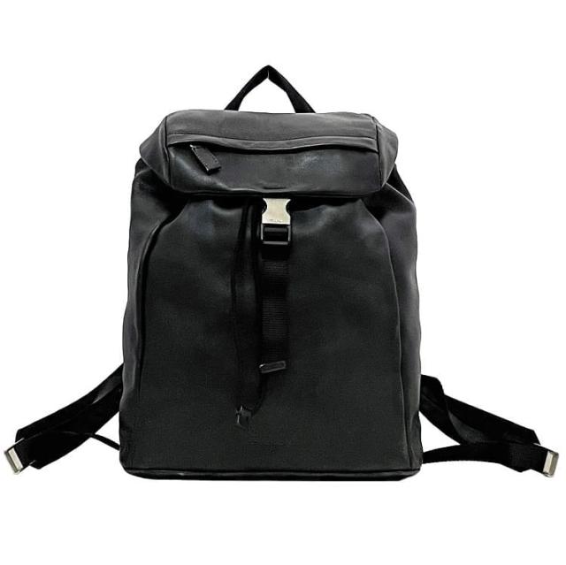 プラダ リュック ec-23461 ブラック NERO VITEＬLO MORBIDO B9462 美品 レザー 中古 PRADA ヴィンテージ 巾着 フラップ リュックサック バックパック 黒 レディース メンズ 定番 人気 軽い 本革 大容量 シンプル ブランド 本物 鑑定済み