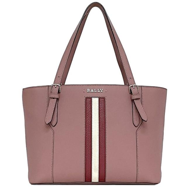 バリー トートバッグ ec-23492 ピンク 美品 レザー 中古 BALLY ストライプ 軽い 書類 ロゴ 定番 人気 女性 レディース 鞄 トート バッグ 革 通勤 通学 仕事 ビジネス お洒落 エレガント シンプル ワンポイント ブランドバッグ 高級感 ブランド 本物 鑑定済み