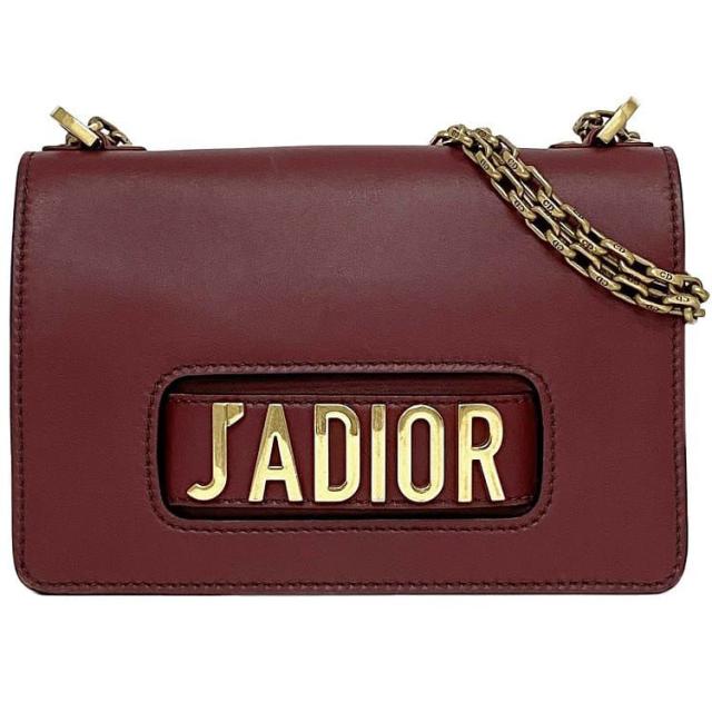 クリスチャン ディオール チェーン ショルダーバッグ f-21215 レッド J'ADIOR 美品 フラップ レザー 中古 09-MA-0147 Christian Dior 肩掛け セミショルダー 赤 ロゴ 本革 ジャディオール ゴールド金具 ソフトレザー レディース 人気 ブランド 本物 鑑定済み
