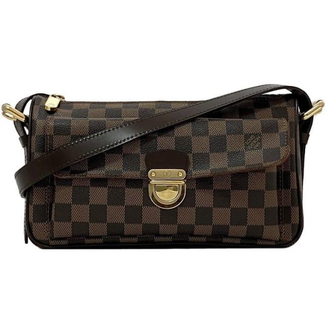 ルイ ヴィトン ショルダーバッグ ラヴェッロ ＧＭ f-21671 ブラウン ダミエ エベヌ N60006 美品 ダミエキャンバス 中古 VI1025 LOUIS VUITTON クロスボディ ファスナー 自立 ミニバッグ 茶色 レディース メンズ 定番 人気 ゴールド金具 ブランド 本物 鑑定済み