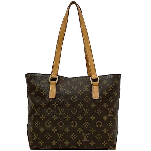ルイ ヴィトン トートバッグ カバピアノ f-22908 ブラウン モノグラム M51148 美品 モノグラムキャンバス ヌメ革 中古 VI0031 LOUIS VUITTON 自立 茶色 肩掛け ファスナー ロゴ 総柄 レディース 定番 人気 ヴィンテージ ブランド 本物 鑑定済み