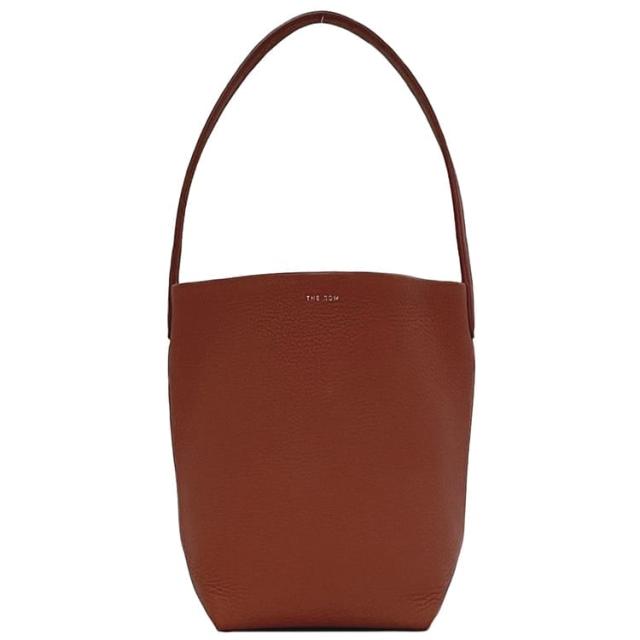 ザロウ ハンドバッグ スモール NS パークトート f-22916 ブラウン W1314 L129 美品 グレインカーフスキン レザー 中古 THE ROW バケット 茶色 縦型 セミショルダー ワンハンドル 自立 グレインレザー レディース 本革 高級 軽い シンプル ブランド 本物 鑑定済