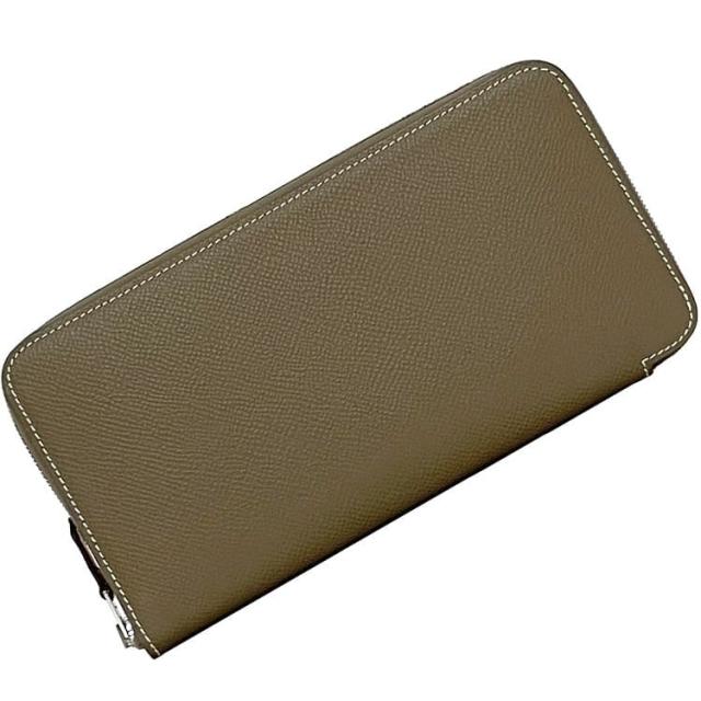 エルメス ラウンドファスナー 長財布 アザップ シルクイン f-22990 ベージュ エトゥープ 美品 財布 レザー ヴォーエプソン シルク 中古 Z刻印 HERMES ロング ウォレット シンプル 箱付 本革 レディース メンズ 定番 人気 ブランド 本物 鑑定済み