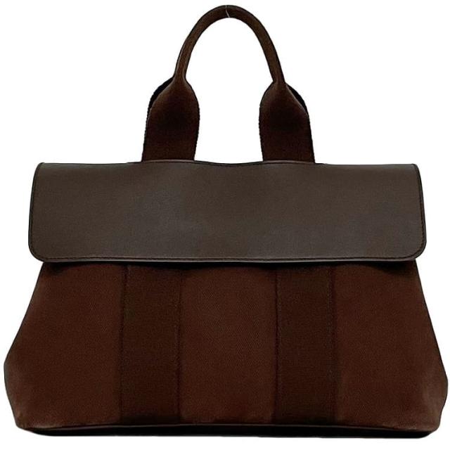 エルメス ハンドバッグ ヴァルパライソ ＰＭ f-23240 ブラウン 美品 キャンバス レザー トワルシェブロン 中古 □J刻印 HERMES フラップ 茶色 自立 マチ有 ヴィンテージ レディース メンズ 定番 人気 使いやすい 普段使い ブランド 本物 鑑定済み