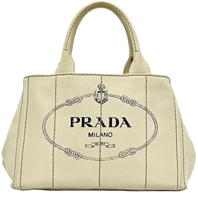 プラダ トートバッグ カナパトート f-23286 アイボリー ホワイト カナパ 1BG439 美品 キャンバス 中古 204 PRADA ハンドバッグ 白 ロゴ ステッチ 軽い 自立 定番 人気 自立 キャンバスバッグ レディース メンズ ロゴプリント ブランド 本物 鑑定済み