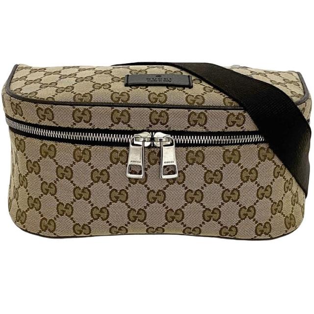 グッチ ボディバッグ f-23317 ベージュ ブラウン GGキャンバス 630915 美品 キャンバス 中古 498879 GUCCI クロスボディ 茶色 ファスナー GG ベルトバッグ ウエストバッグ メンズ レディース 定番 人気 軽い ロゴ 総柄 斜め掛け 大容量 ブランド 本物 鑑定済み