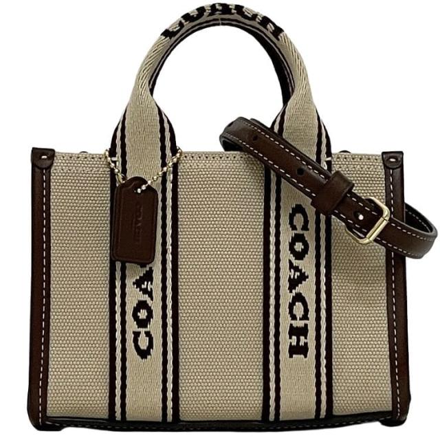 コーチ ２way ミニバッグ スミス ミニトート f-23538 ベージュ ブラウン CS618 未使用 美品 キャンバス レザー Sランク COACH クロスボディ ロゴ ハンドバッグ キャンバスバッグ マイクロ ナノバッグ 新品 レディース 定番 人気 ブランド 本物 鑑定済み