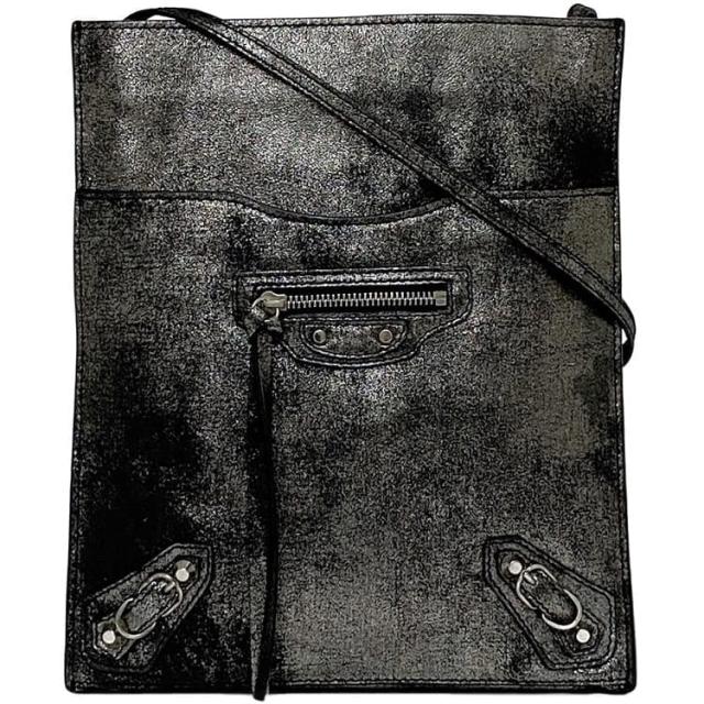 バレンシアガ ショルダーバッグ ec-22390 メタリック シルバー ミルキーウェイ 255405 美品 レザー 中古 1000 515859 BALENCIAGA ヴィンテージ 黒 ポシェット クロスボディ 軽い ラメ レディース メンズ シンプル 定番 人気 ブランド 本物 鑑定済み