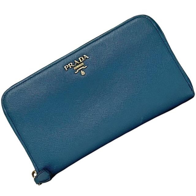 プラダ ラウンドファスナー 長財布 ec-23603 ブルー コバルト 1M0506 美品 財布 サフィアーノ レザー 中古 224 PRADA ロゴ 青 ファスナー ワンポイント ゴールド金具 定番 人気 メンズ レディース ロング ウォレット 箱付き ブランド 本物 鑑定済み