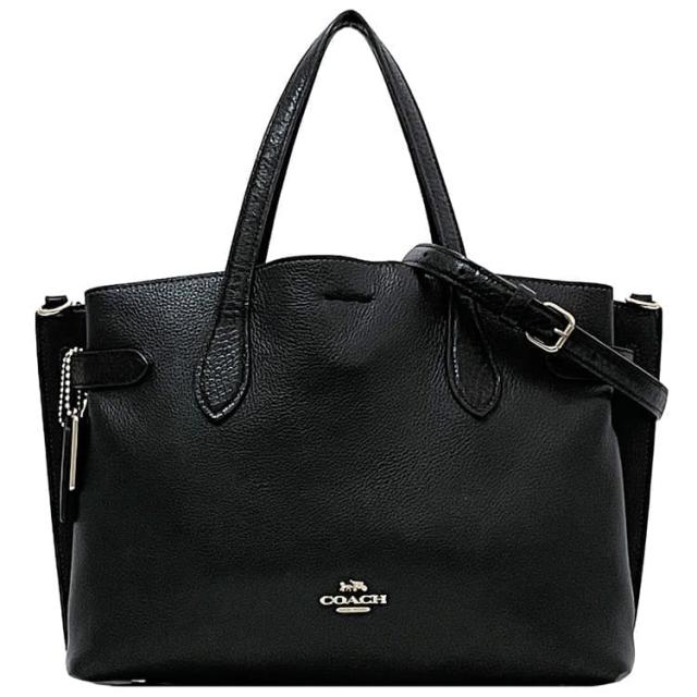 コーチ ２way バッグ ec-23750 ブラック CH187 ショルダーバッグ レザー 中古 COACH トートバッグ チャーム付 定番 人気 女性 レディース 鞄 黒色 黒 革 トート 通勤 通学 仕事 ビジネス 学校 シンプル お洒落 エレガント 高級感 上品 ブランド 本物 鑑定済み