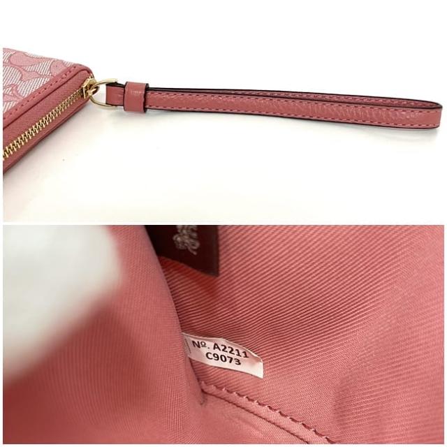 コーチ ラウンドファスナー 長財布 ec-23762 ピンク シグネチャー