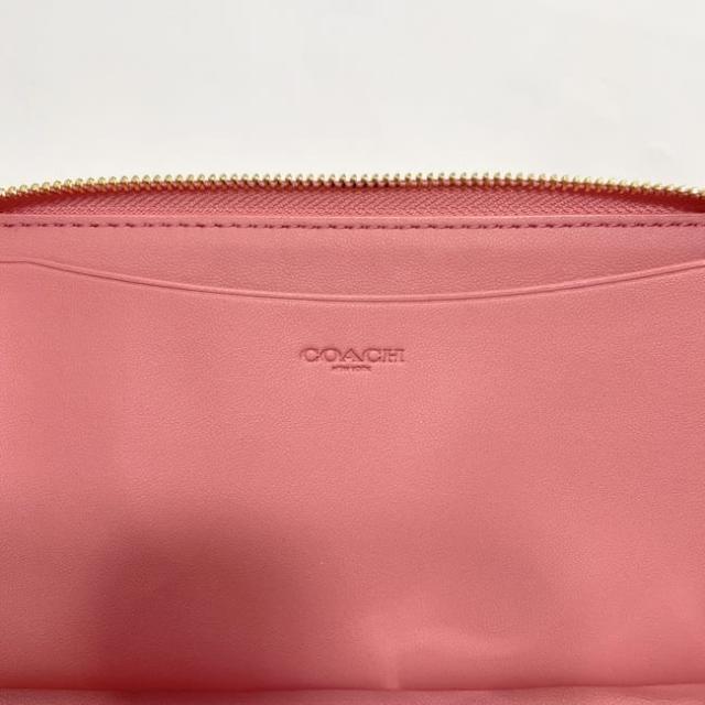 コーチ ラウンドファスナー 長財布 ec-23762 ピンク シグネチャー