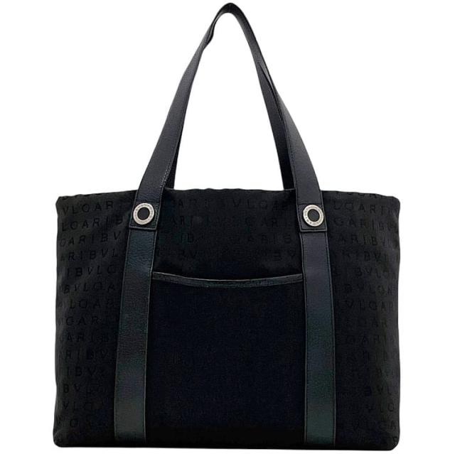 ブルガリ トートバッグ ec-23801 ブラック ロゴマニア 軽い ナイロン レザー 中古 BVLGARI ロゴ 黒 メンズ レディース 男女兼用 定番 人気 大容量 ビジネス 通勤 通学 肩掛け 男性 女性 布地バッグ 総柄 シルバー金具 ヴィンテージ ブランド 本物 鑑定済み