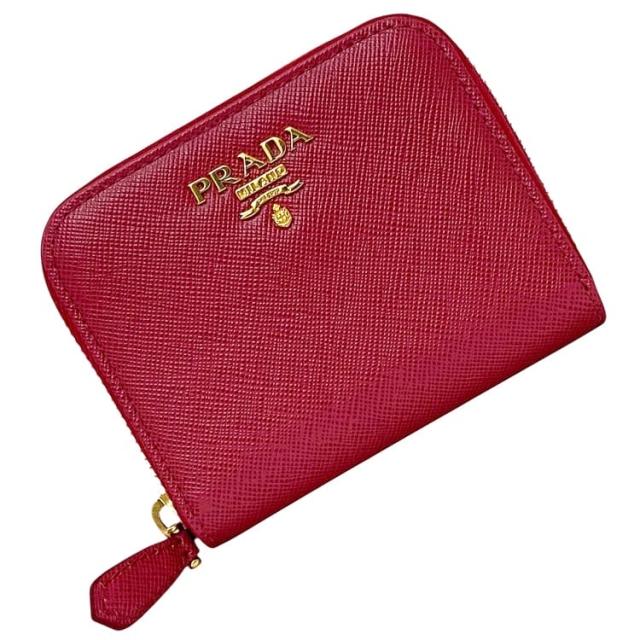 プラダ ケース ec-23813 ピンク 1M0268 美品 小銭入れ サフィアーノ レザー 中古 12 Ｓ PRADA ファスナー ロゴ ゴールド金具 ミニ レディース 女性 ホック 箱付き ロゴ金具 定番 人気 コンパクト ミニ財布 グレインレザー ブランド 本物 鑑定済み