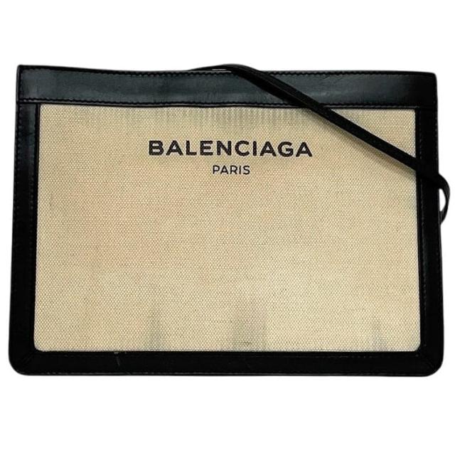バレンシアガ ショルダーバッグ ネイビーポシェット ec-23868 ナチュラル ブラック 33993 クロスボディ キャンバス レザー 中古 1080 A 528147 BALENCIAGA ロゴ ファスナー キャンバスバッグ ヴィンテージ 白 黒 訳あり 斜め掛け ブランド 本物 鑑定済み