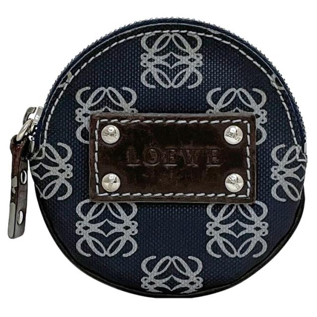 ロエベ ケース ec-23910 ネイビー アナグラム 小銭入れ PVC レザー 中古 03412 LOEWE 財布 ミニ 定番 人気 女性 レディース 小物 小銭  ケース 紺色 お洒落 小さい 革 コンパクト ロゴ エレガント シルバー金具 高級感 上品 ブランド 本物 鑑定済み