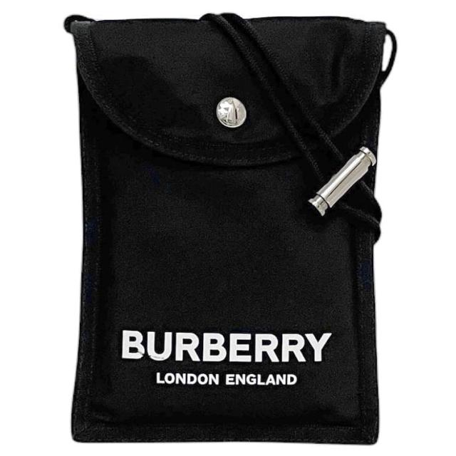 バーバリー ショルダーバッグ ec-23976 ブラック 美品 ナイロン 中古 BURBERRY クロスボディ 黒 ミニバッグ 軽い ホック メンズ レディース 男女兼用 シンプル ヴィンテージ 定番 人気 ロゴプリント 斜め掛け ポシェット サコッシュ ブランド 本物 鑑定済み