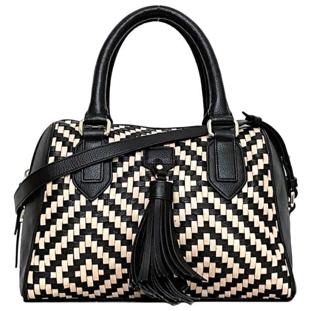 コールハーン ２way バッグ ec-24004 ブラック ベージュピンク CHO11112 美品 レザー 中古 U00449 COLE HAAN 編み込み ファスナー タッセル 定番 人気 女性 レディース 革 通勤 通学 仕事 ビジネス 鞄 お洒落 シンプル 黒 高級感 上品 ブランド 本物 鑑定済み