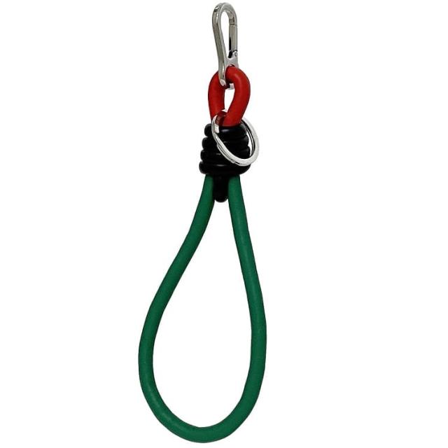 ロエベ キーリング f-23602 グリーン レッド ブラック ノット 美品 レザー  中古 LOEWE 鍵 緑 赤 ホルダー チャーム バッグチャーム リング メンズ レディース 男女兼用 シンプル 定番 人気 ノットライン 箱付き 本革 ストラップ ブランド 本物 鑑定済み