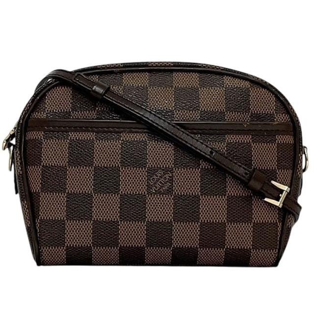ルイ ヴィトン ショルダーバッグ ポシェットイパネマ f-23899 ブラウン ダミエ エベヌ N51296 美品 ダミエキャンバス 中古 V*0038 LOUIS VUITTON クロスボディ 茶色 ポシェット 斜め掛け ファスナー ミニバッグ イパネマ レディース ブランド 本物 鑑定済み