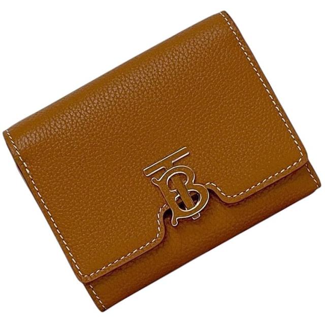 バーバリー 三つ折り 財布 f-23978 キャメルブラウン TB 8049218 美品 レザー 中古 BURBERRY ホック コンパクト 箱付き 折り財布 人気 定番 お洒落 上品 シンプル エレガント 茶色 ユニセックス レディース メンズ 革 ファッション小物 ブランド 本物 鑑定済み