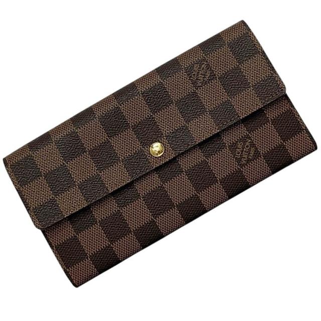 ルイ ヴィトン 二つ折り 長財布 ポルトフォイユ サラ f-23984 ブラウン ダミエ エベヌ N61734 美品 財布 ダミエキャンバス 中古 CA2190 LOUIS VUITTON ロング ウォレット ホック 人気 定番 お洒落 上品 シンプル エレガント 茶色 ブランド 本物 鑑定済み