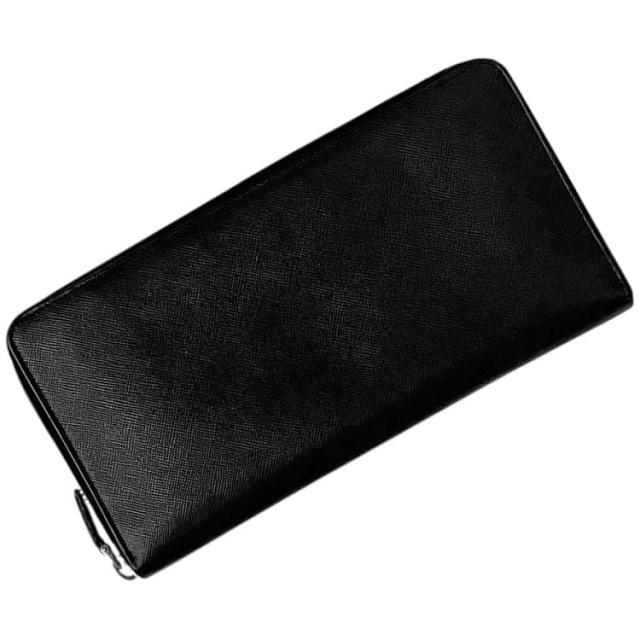 プラダ ラウンドファスナー 長財布 f-24001 ブラック NERO 2ML220 美品 財布 オーガナイザー サフィアーノ レザー 中古 PRADA 大容量 黒 ロゴ 刻印 ファスナー メンズ レディース 男女兼用 定番 人気 ポケット豊富 通帳 管理 シンプル ブランド 本物 鑑定済み