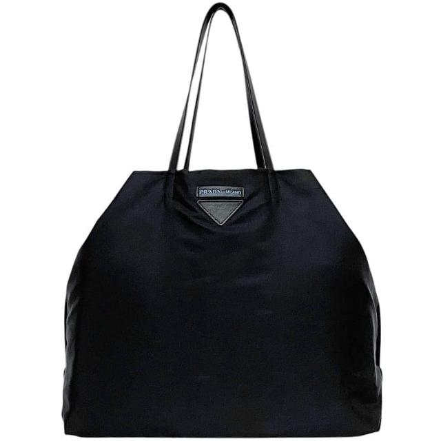 プラダ トートバッグ f-24074 ブラック NERO 美品 ナイロン レザー 中古 255 PRADA 軽い 黒 大容量 ロゴ 三角 肩掛け 書類 メンズ レディース 男女兼用 1泊2日 旅行  普段使い カジュアル 定番 人気 ナイロン素材 レザープレート ブランド 本物 鑑定済み