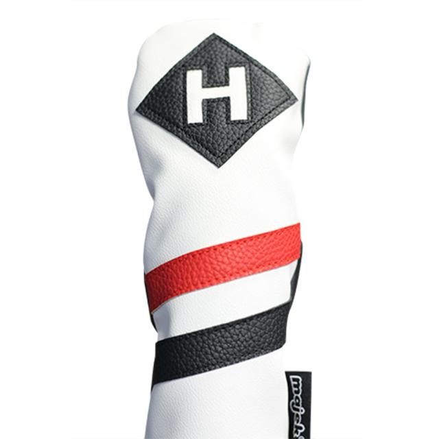 ヘッドカバー Majek Retro Golf Headcover White Red and Black Vintage Leather Style Hybrid