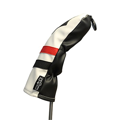 Majek Retro Golf Headcover White Red and Black Vintage Leather